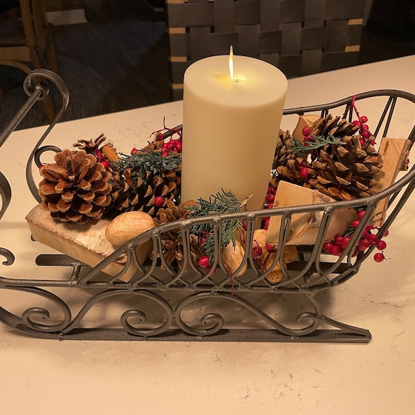 Iron Santa Sleigh: Holiday Decor Accent Piece - Etsy