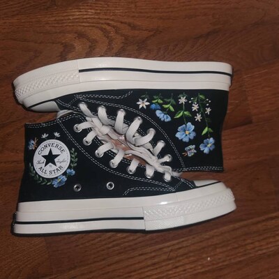 Embroiered Converse/custom Converse Daisy High Tops/embroidered ...