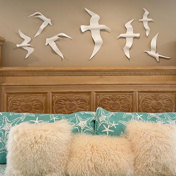 Flock of Seagulls Large Wall Sculpture Modern Coastal Decor Minimalist ...