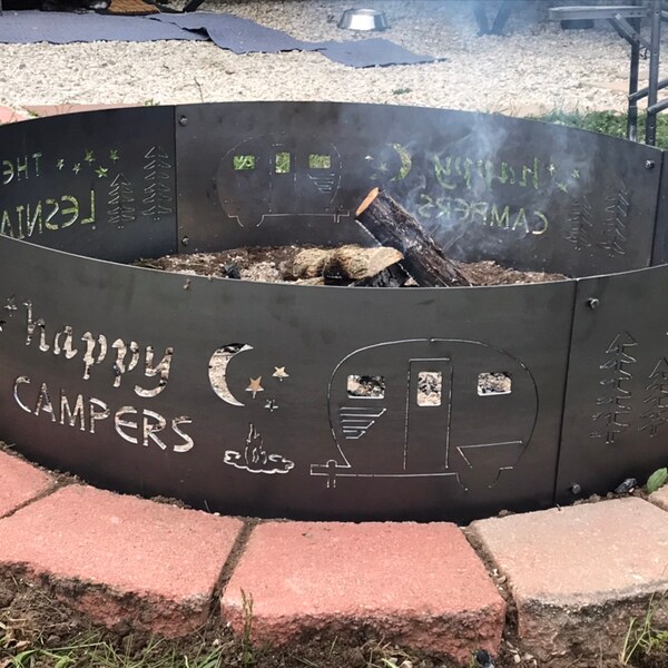 Personalized Retro Camper Fire Pit Ring, 12" Tall, Heavy Duty, Camping ...
