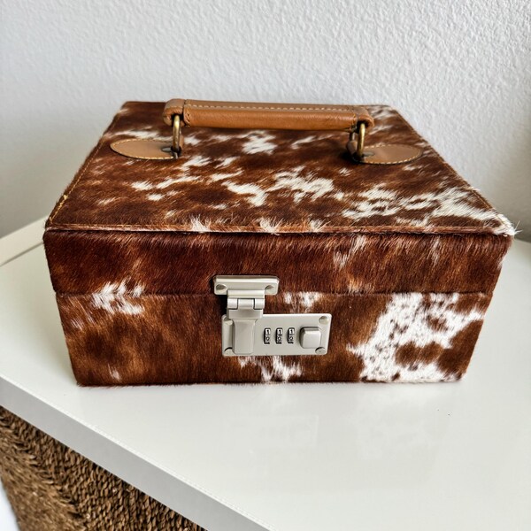 Western Leather Jewelry Case, Hair on Hide Jewelry Holder, Jewelry Box ...