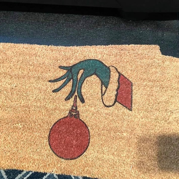The Grinch - Festive Ball Ball Door Mat - Custom Coir Mat - Perfect ...