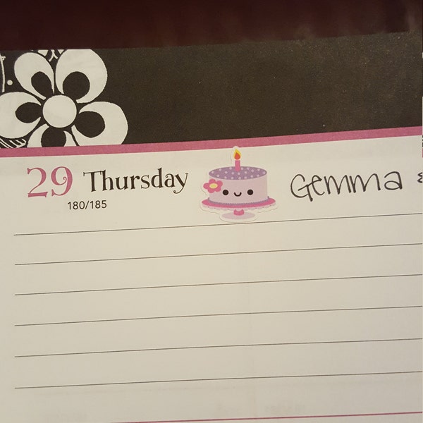 Happy Birthday Cake Reminder Cute Kawaii Planner Stickers for Erin ...