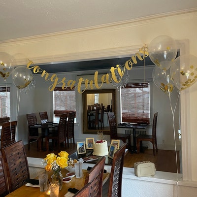Congratulations Banner, Gold Glitter Party Decorations, Cursive Banner ...