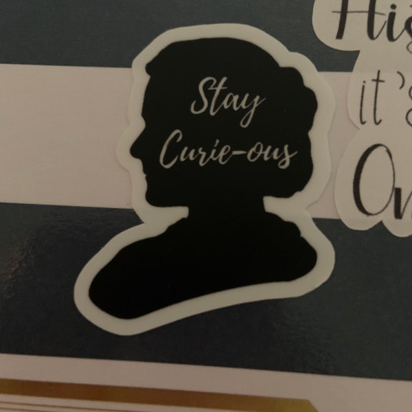 Marie Curie Chemistry Laptop Sticker | Stay Curie-ous Notebook or ...