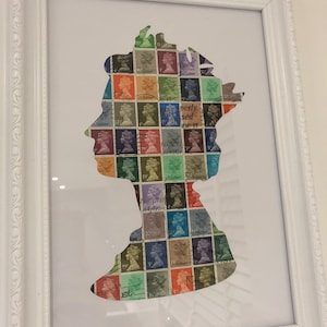 Multicoloured Vintage Postage Stamp Art The Machin Etsy