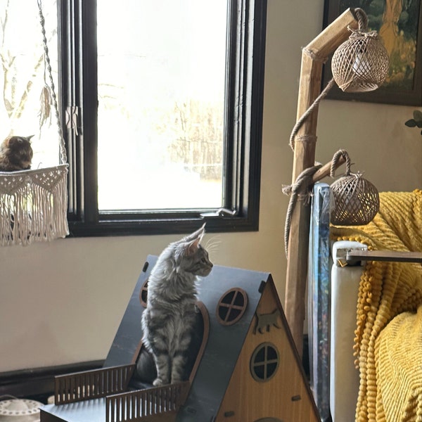 Modern Two-story Bungalow Cat House: Indoor Cat Castle - Etsy