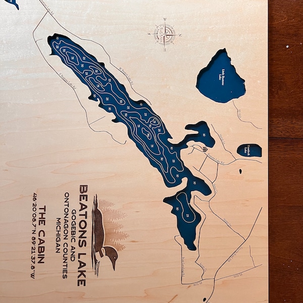 3D Custom Lake Map, Lake House Décor, Wood Depth Map, Personalized ...