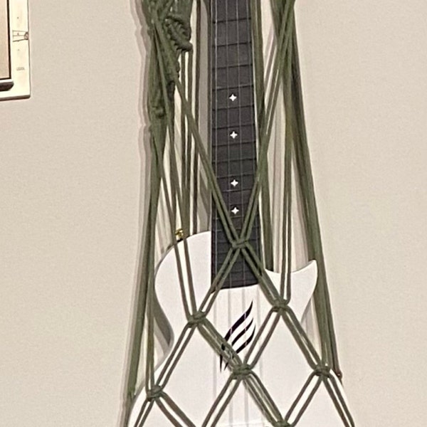 Boho Ukulele Leaves Wall Hanging, Ukulele Holder, Modern Wall Decor ...