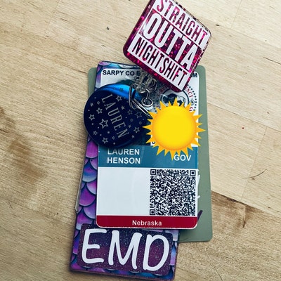 Night Shift Badge Reel, Work ID Holder, Glitter Badge Holder, Funny ...