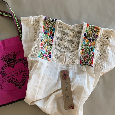 Mexican Embroidered Top, Size S,M,L,XL,XXL, Blouse Oaxaca, Mexican Tops ...