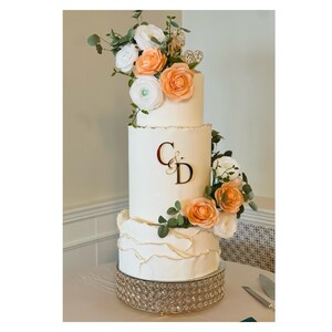 Wedding Initial Fancy Cake Charm Engagement Custom Personalized Acrylic ...