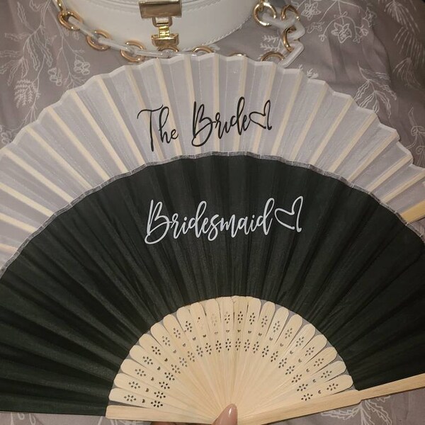 Custom Folding Wood & Fabric Hand Fan, the Bride Hen Fan, Wedding Fan ...