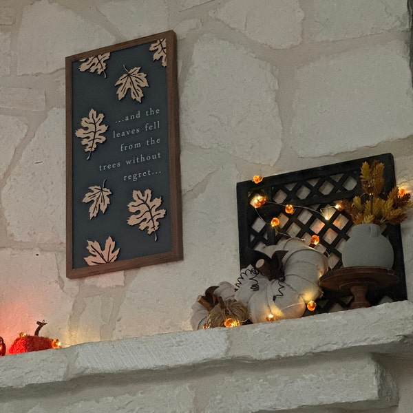 Fall Wood Sign, Fall Leaves, Fall Home Decor, Lasercut Wood Sign, Signs ...