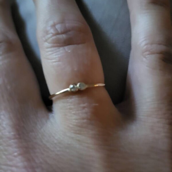 14k Yellow Gold Tiny Diamond Ring, Diamond Ring With Thin Band, Dainty Diamond Ring, Diamond ...