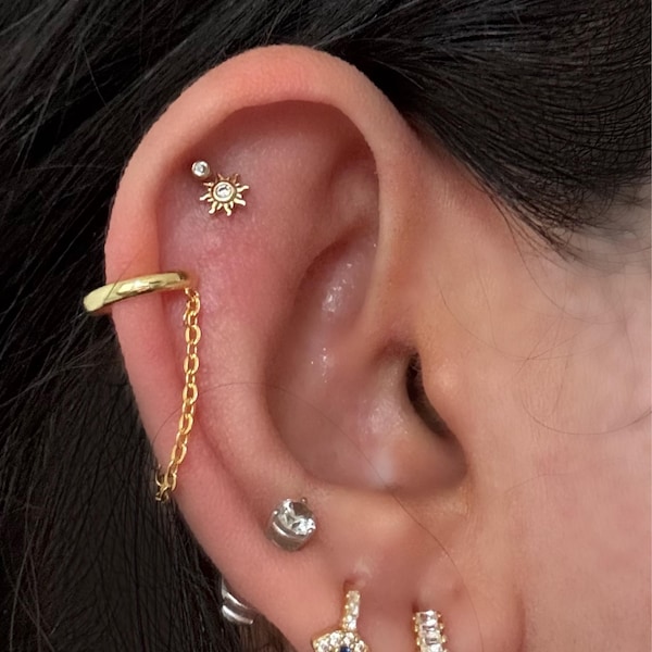 Chain Ear Cuff, Conch Cuff, Earring No Piercing is Needed, Unisex, Gold ...