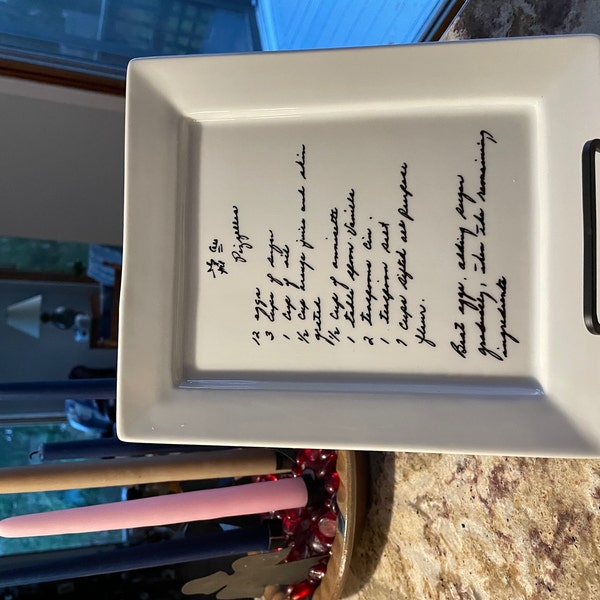 Personalized Recipe Plate, COMES WITH STAND, Handwritten Recipe ...