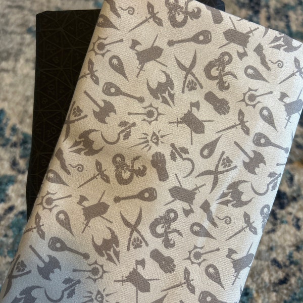 Dungeons & Dragons Fabric Gray Dnd Icons Scattered on Light Gray 100% ...