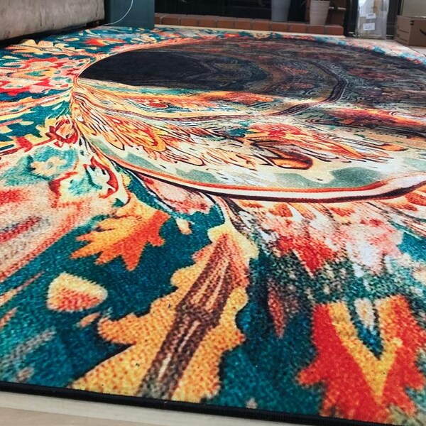 Rose Stained Glass Rug, Modern Cool Carpet, Colorful Bedroom Rug ...
