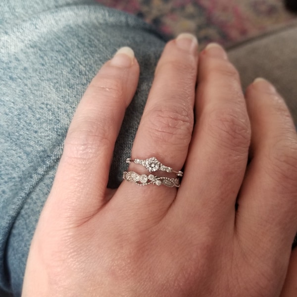 Unique Silver Womens Wedding Rings Set, Art Deco Antique Wedding Rings ...