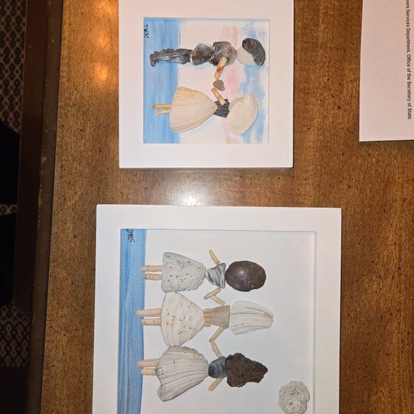 Mom and Daughters Shell People Art - Etsy