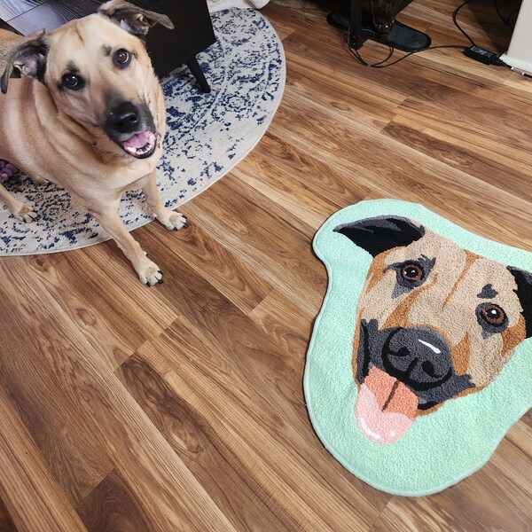 Custom Pet Portrait Rug - Personalized Cartoon Pet Rug, Animals, Dog ...