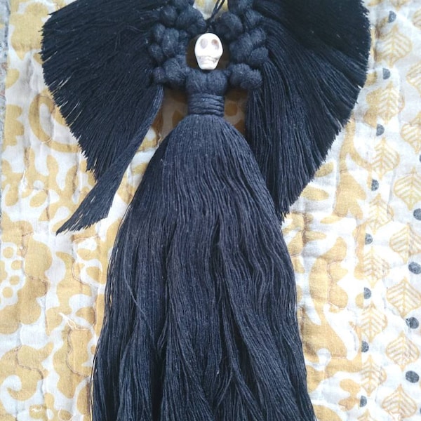 Macrame Dark Angel, Macrame Angel Ornament, Black Angel, Gothic Gift ...