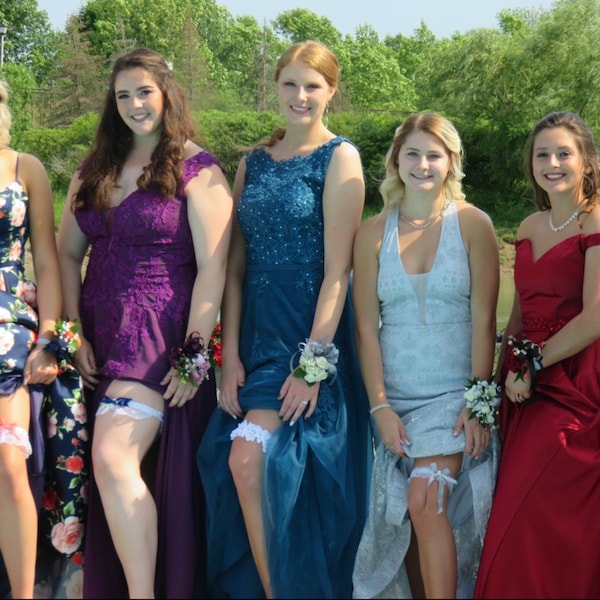 White Iridescent Jeweled Prom Garter. White Iridescent Prom Garter ...