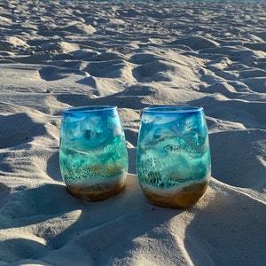 Set of 2 Beach Glassware Beach Wine Glasses Beach - Etsy