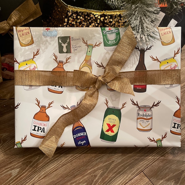 Reinbeer Gift Wrap, Beer Wrapping Paper, Funny Christmas Wrapping Paper ...