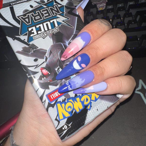 Gengar/handmade Press on Nails/kawaii Cute Nails/pure Hand-painted Nail ...