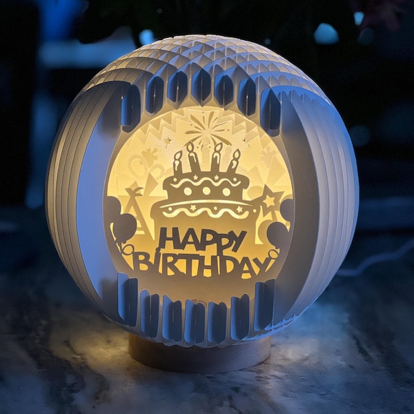 Happy Birthday Sphere Popup SVG for Cricut Projects, Cameo4, Scanncut ...
