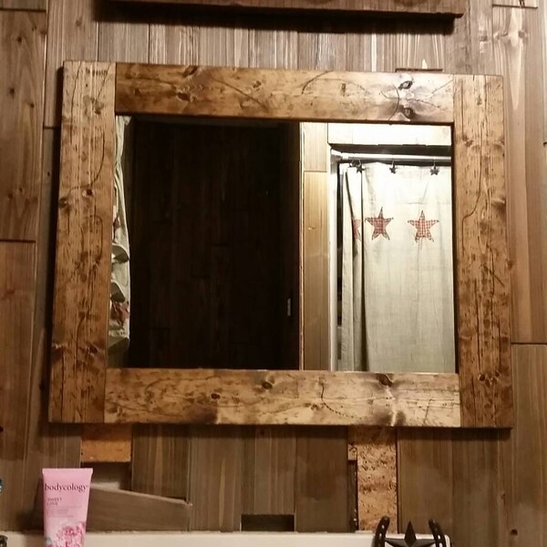 RUSTIC DISTRESSED Wood Mirror, Country Framed Mirror, Wood Mirror ...