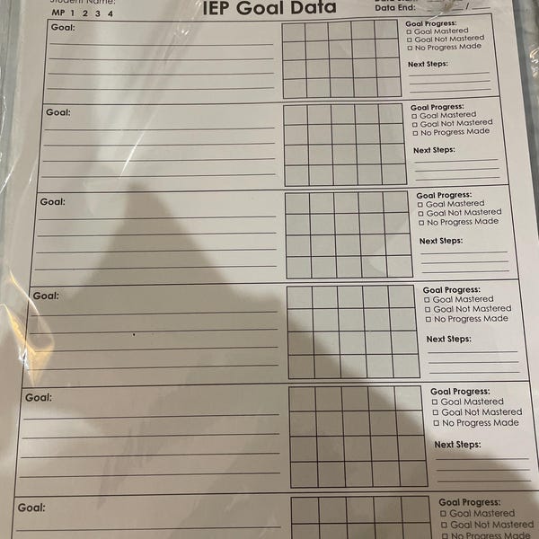 Iep Goal Data Data Notepad | 50 Sheets - Etsy