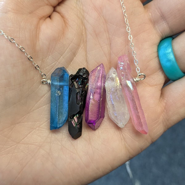 Genderfluid Pride Flag Crystal Necklace • Colorful Quartz • Solid ...