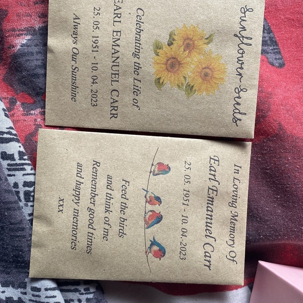 Funeral Forget Me Not Seed Packets, Personalised Seed Packetsforget Me ...