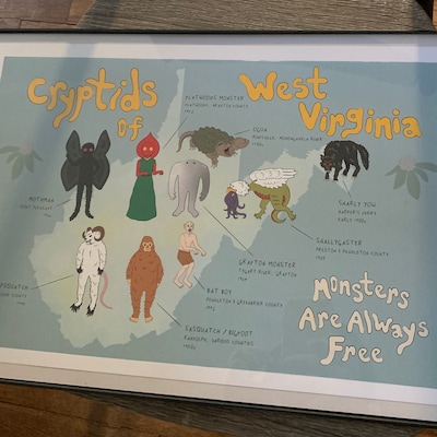 Cryptids of West Virginia Map - Etsy