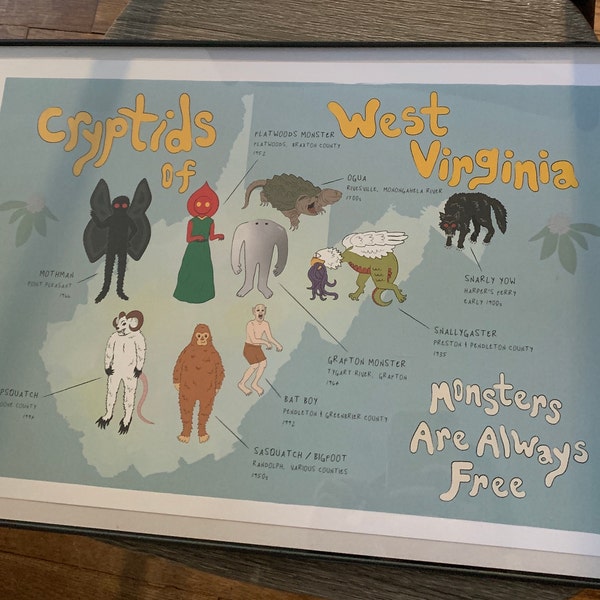 Cryptids of West Virginia Map - Etsy