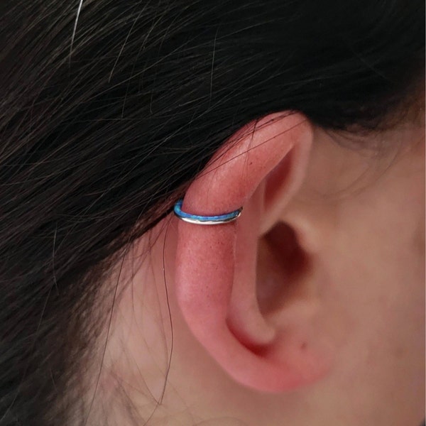 Helix Clicker Hoop - Opal Helix Ring Earring 8 Mm - Helix Piercing ...
