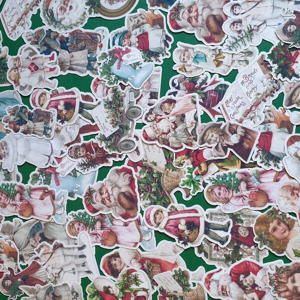Vintage Christmas Fussy Cuts Ephemera Printable of 6 Sheets Christmas ...