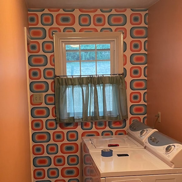 Peel and Stick Retro Square Wallpaper, Colorful Wallpaper, Vintage ...