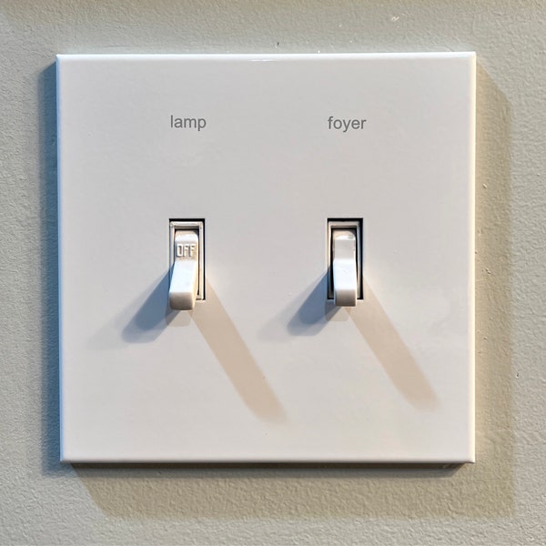 2 Gang: Custom Labeled Metal Switch Plate Cover for Toggle Switches ...
