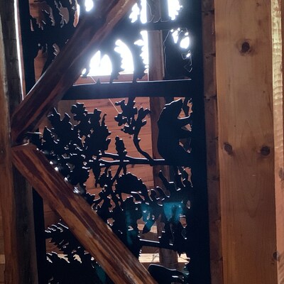 Decorative Rustic Metal Panel, Metal Panel Insert, Wildlife Scenery ...