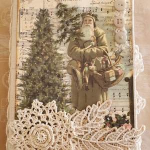 Pink Victorian Santa Vintage Christmas With Roses Large - Etsy