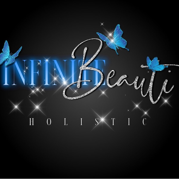 DIY Blue Glitter Logo, Boutique Fashion Logo, Customizable Pink Sparkle ...