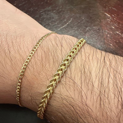 20 Mens Railroad Chain Necklace Real Solid 14K Yellow Gold Fancy Lock ...