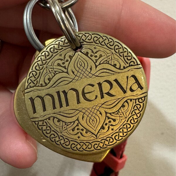 Personalized Pet Tag Elven Scrollwork With Celtic Border Custom Dog Cat ...