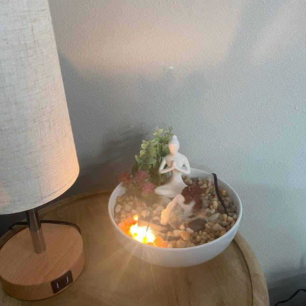 Tranquility Tabletop Jade Water Garden Fountain With Lady Meditating ...