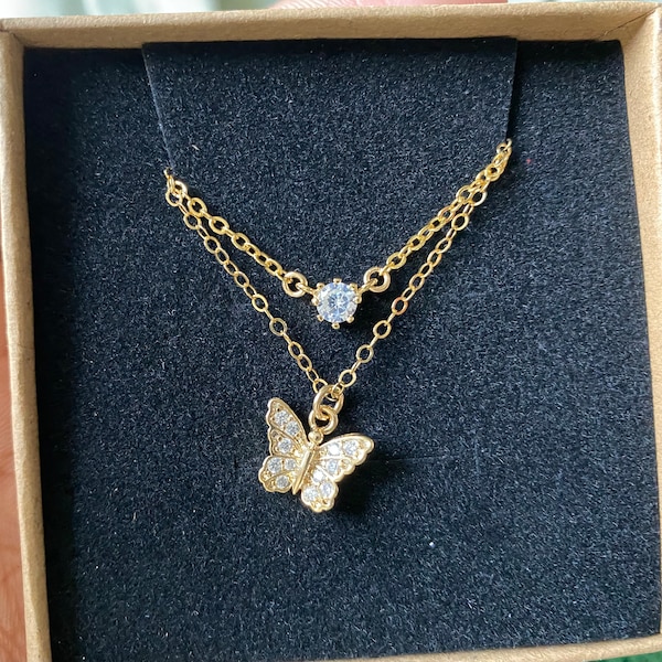 Gold Butterfly Necklace-gold Filled Chain-trendy Butterfly Necklace ...