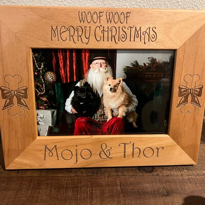 Dog Picture Frame, Christmas Frame, Holiday, Pet Photo Frame, Dog Lover ...